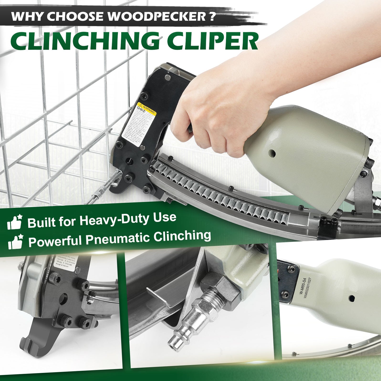 Woodpecker M85 Pneumatic Clinching Clipper Air Power Clinching Tool Ha ...