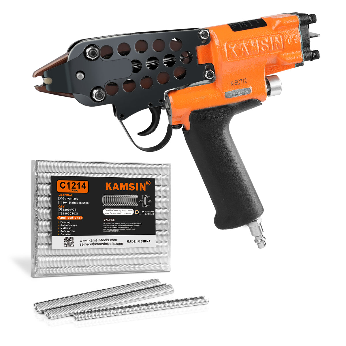 Combination of Kamsin K-SC712 Pneumatic Hog Ring Gun Kit and 11/32"(8 ...