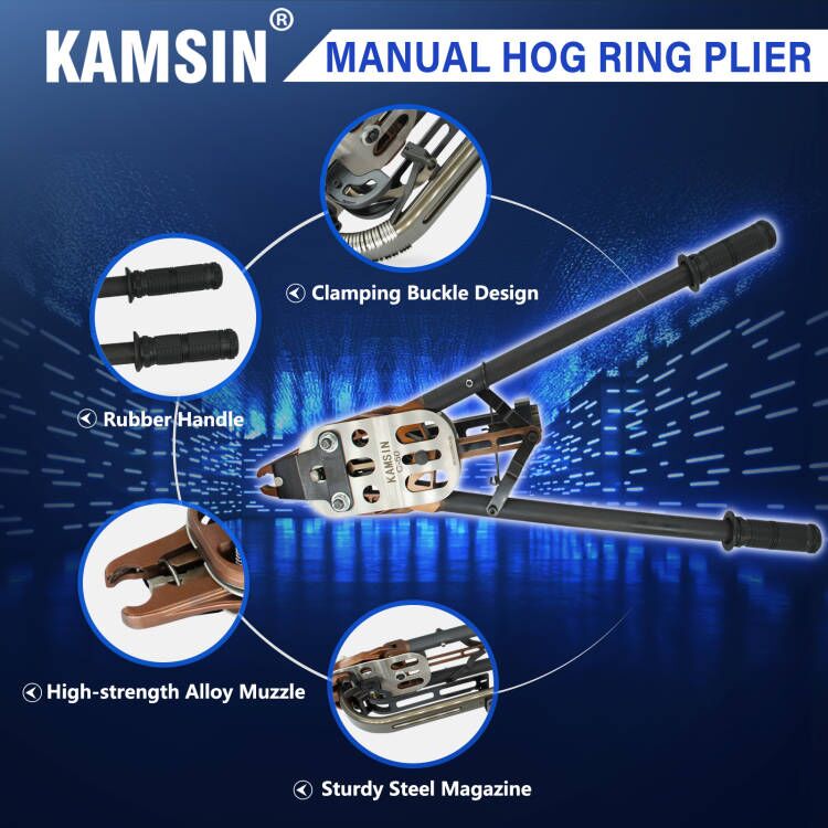 KAMSIN C50 11 Gauge Manual Hog Ring Plier 1-1/2-Inch Crown Hog Ring Pl ...