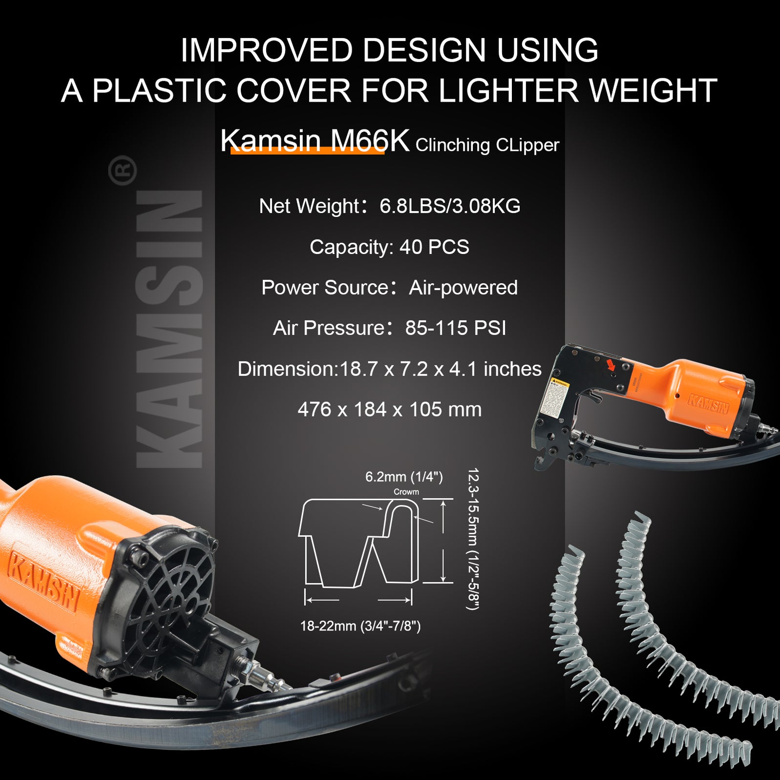 Kamsin M66K Pneumatic Clinch Clip Clipper Snap Fastener Tool Air Power ...