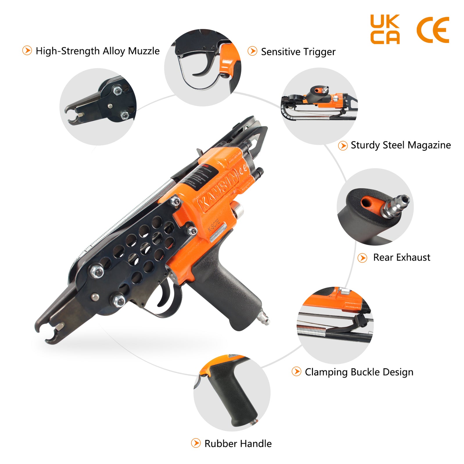 Kamsin K-SC7E 15 Gauge Pneumatic Hog Ring Gun 3/4-Inch Crown Long Nose ...