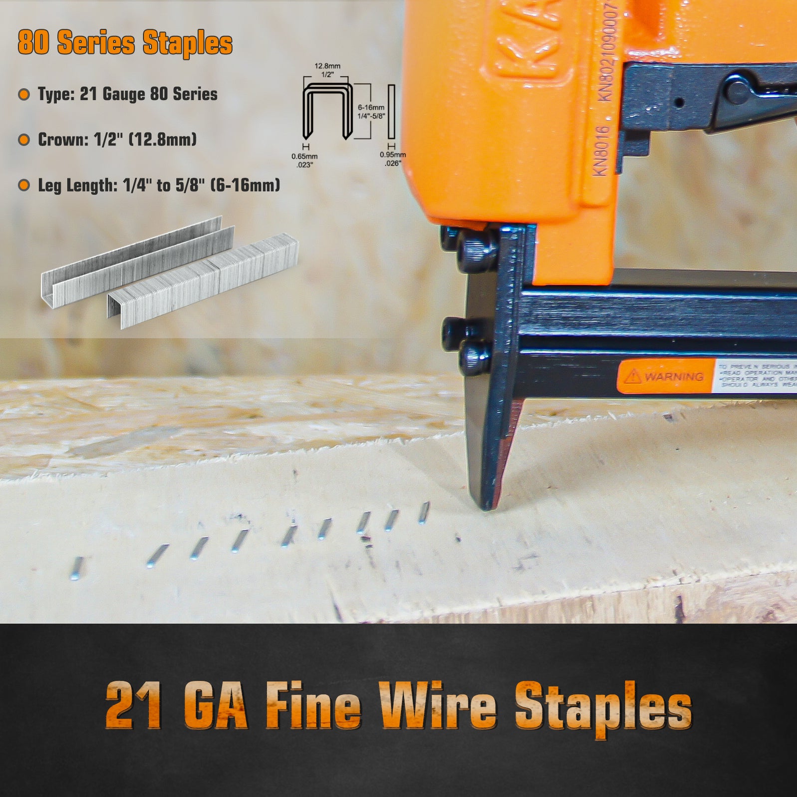 KAMSIN #KN8016 21 Gauge Pneumatic Fine Wire Stapler, 1/2-Inch Crown St ...