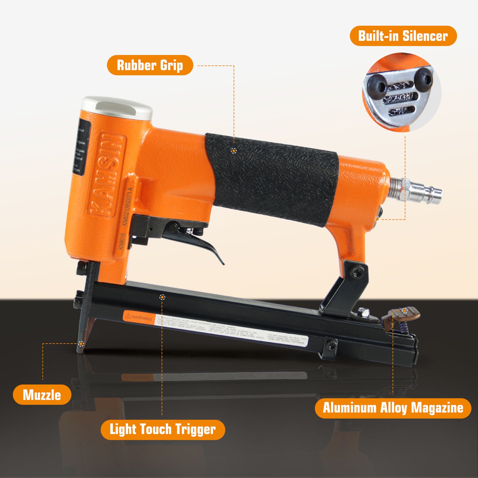KAMSIN #KN8016 21 Gauge Pneumatic Fine Wire Stapler, 1/2-Inch Crown St ...